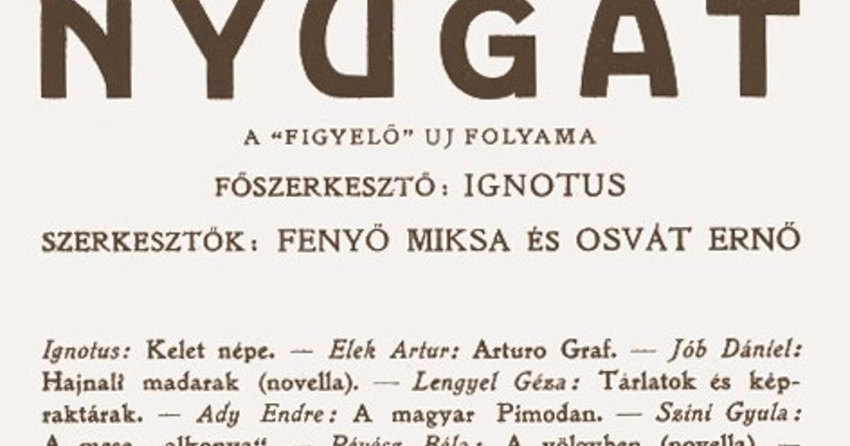 hvg360 - A Nyugat producere – fél évszázada hunyt el Fenyő Miksa, a ...
